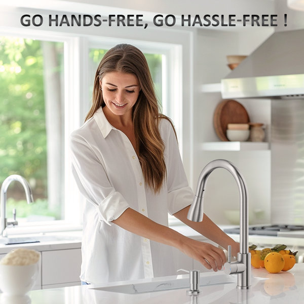 APPASO Stainless Steel Single Handle Pull Down Touchless Kitchen Faucet ...