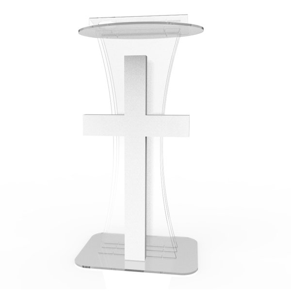 FixtureDisplays Clear Acrylic Lucite Podium Pulpit Lectern w/ white ...
