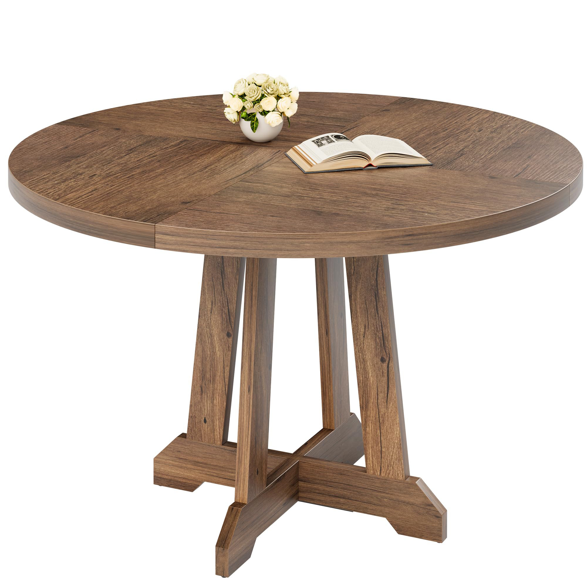 August Grove® 47 In Framhouse Round Dining Table For 4-6, Wooden Kichen ...