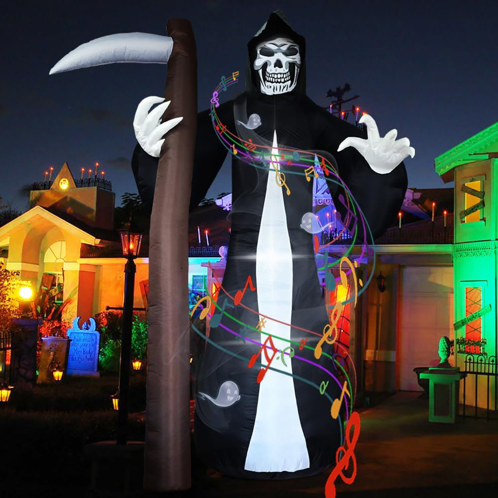 The Holiday Aisle® 10.5 FT Halloween Inflatable Grim Reaper, Giant Grim ...