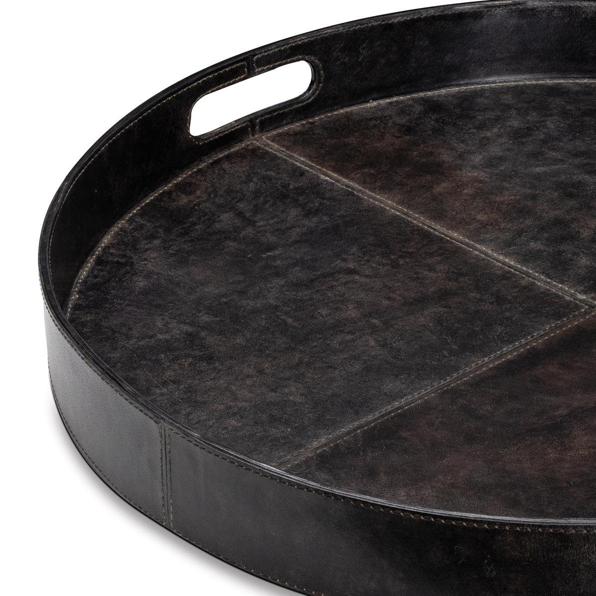 Regina Andrew Derby Round Leather Tray (Black) | Wayfair