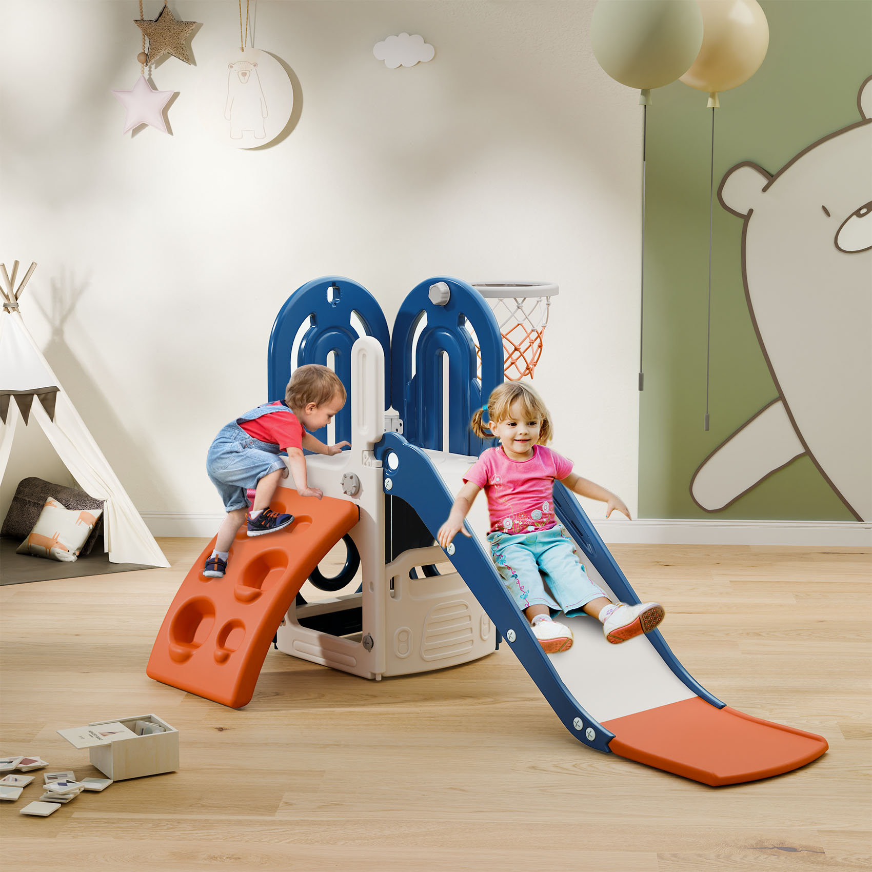 Suteck 4 in 1 Toddler slide, Kids Slide with Climber Outdoor Indoor ...