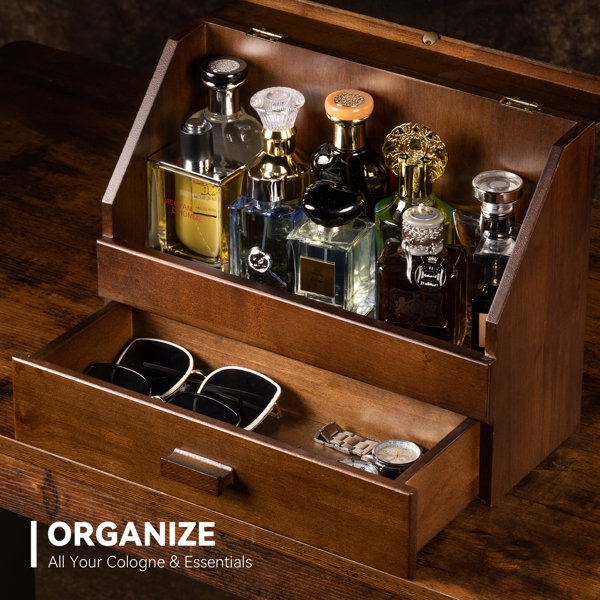 Emfogo Cologne Organizer. Wood Perfume Organizer Storage With Drawer ...