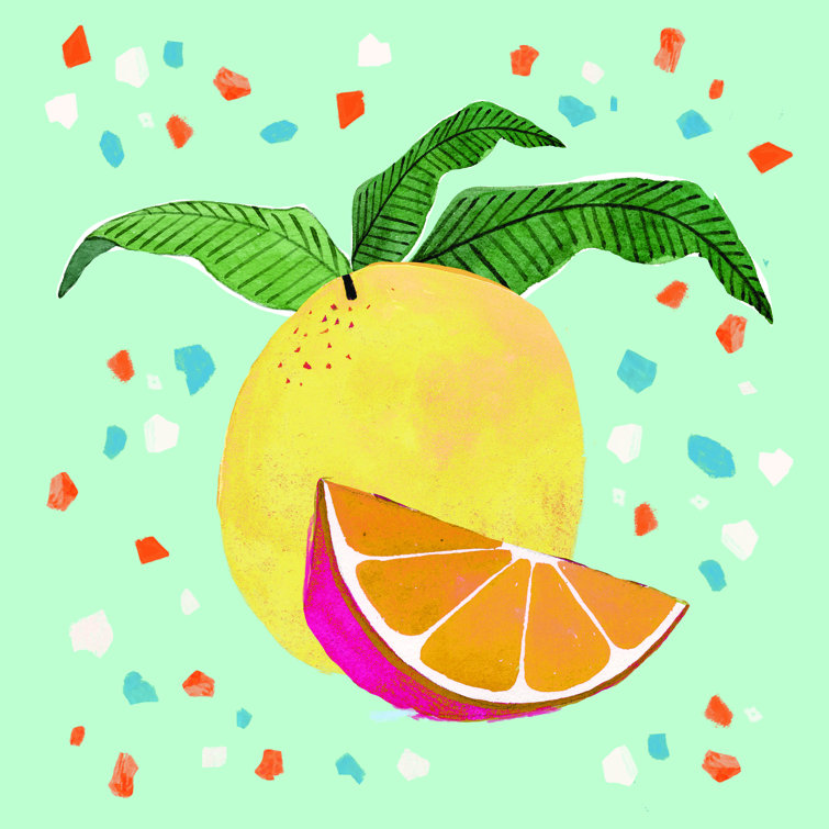 Winston Porter Bright Pomelo Painting With Terrazo - Wrapped Canvas ...