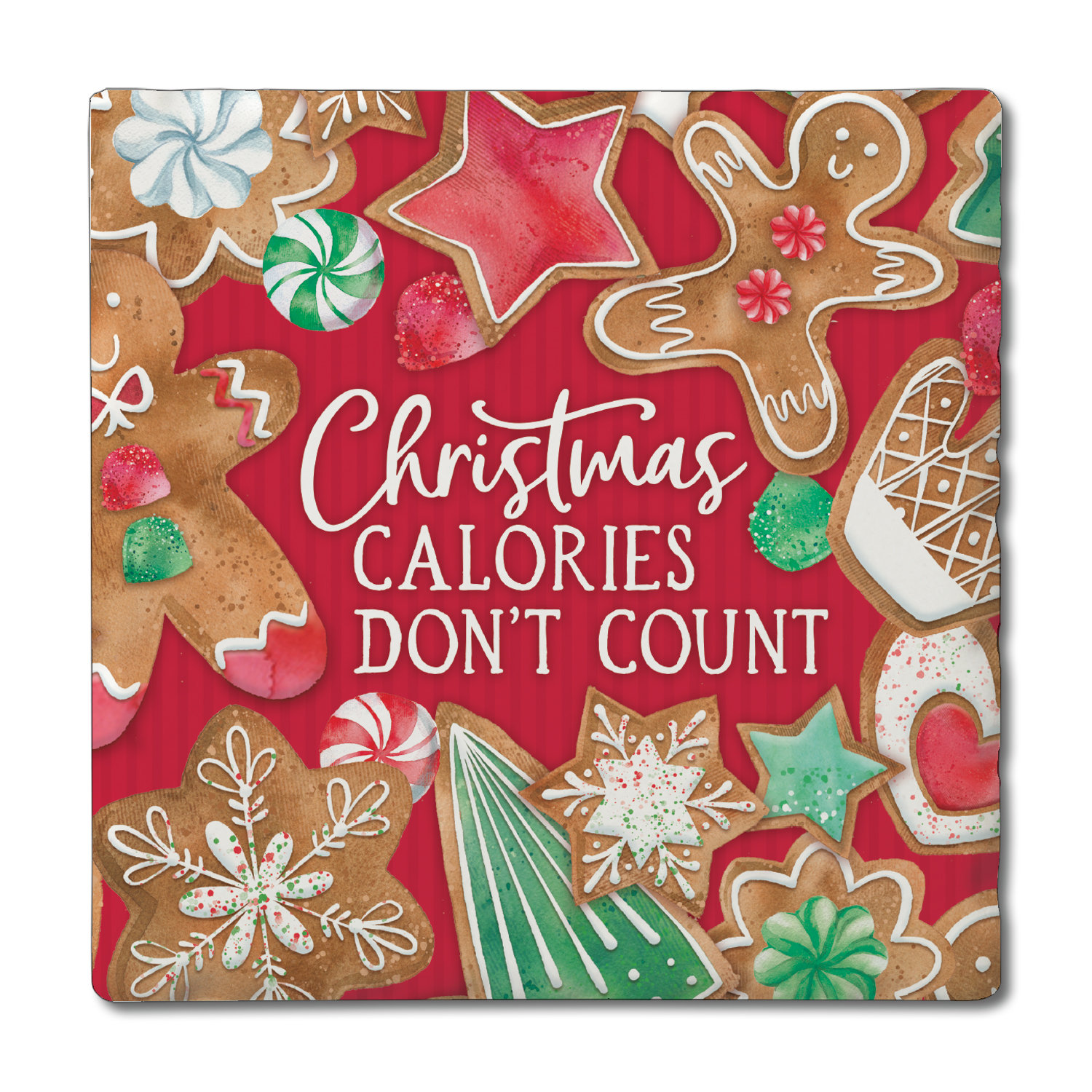 The Holiday Aisle® Calories Don't Count Single Tumbled Tile Coaster ...