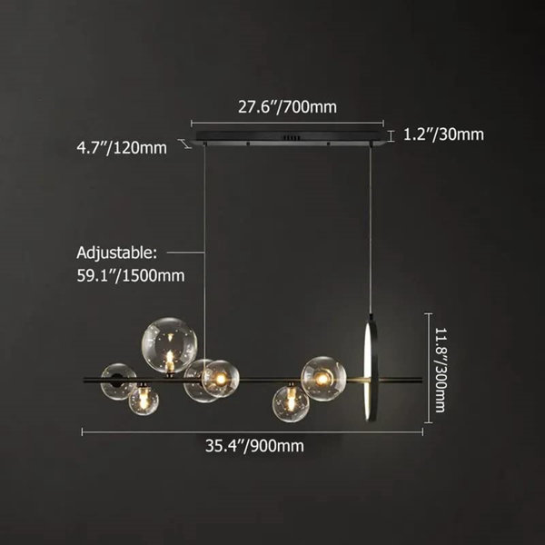 George Oliver Isay Modern Minimalist 7-Light Glass Globe Shade Kitchen ...