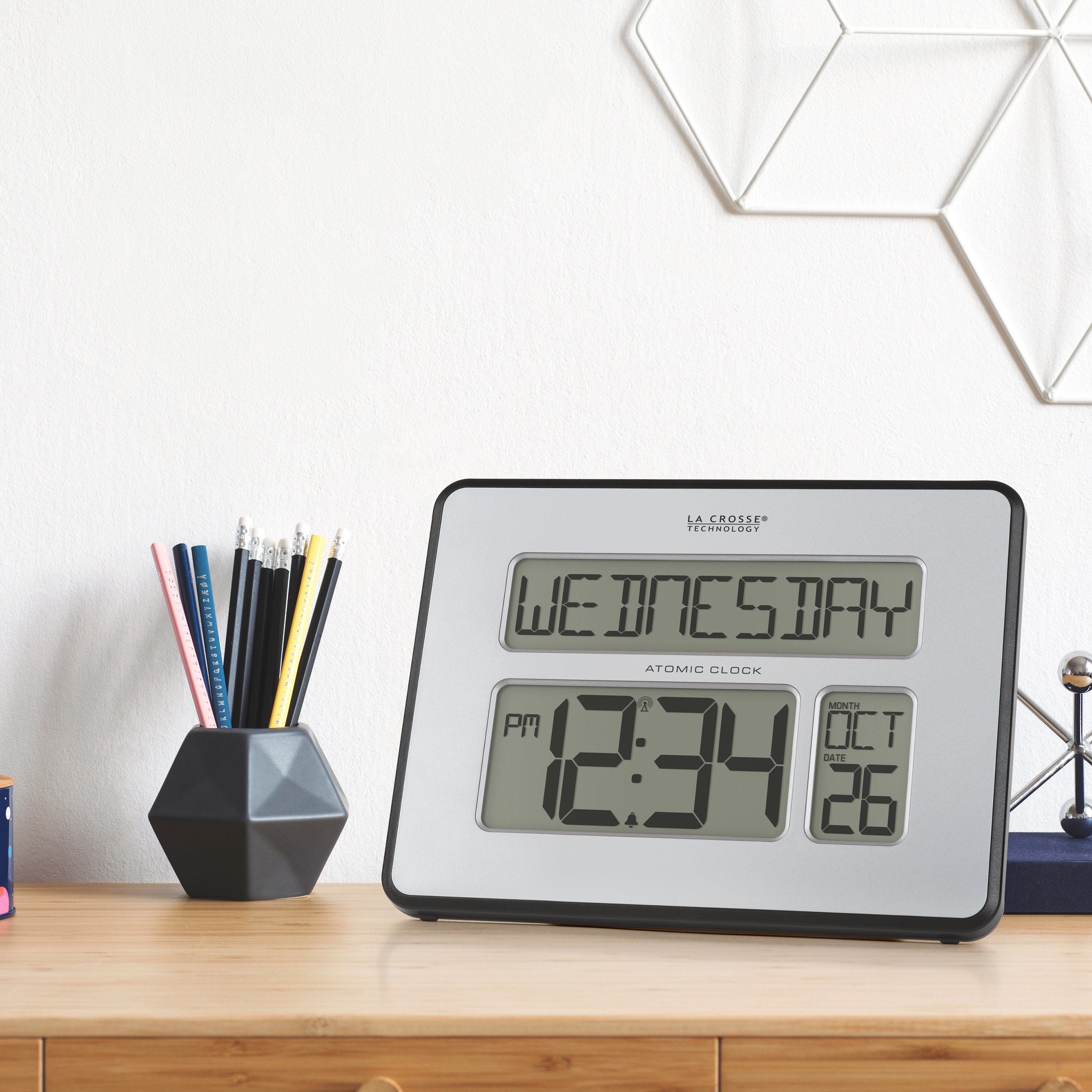Symple Stuff Weidner Atomic Digital Calendar Clock & Reviews | Wayfair