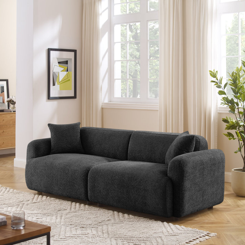 Latitude Run® 90 "Wide 3 Seat Upholstered Polyester Sofa with Throw ...