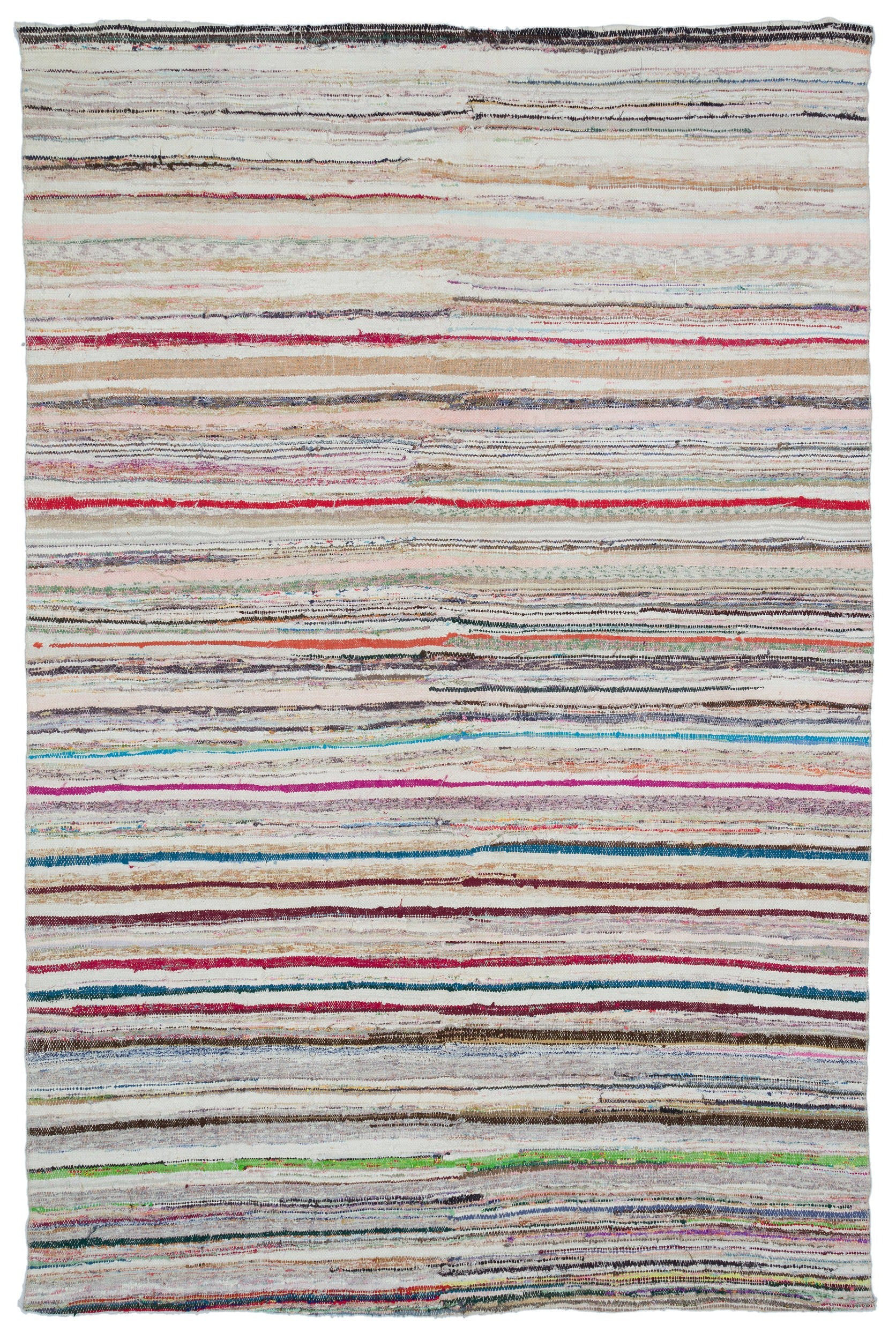 Union Rustic Girit Beige Striped Wool Handmade Area Rug | Wayfair