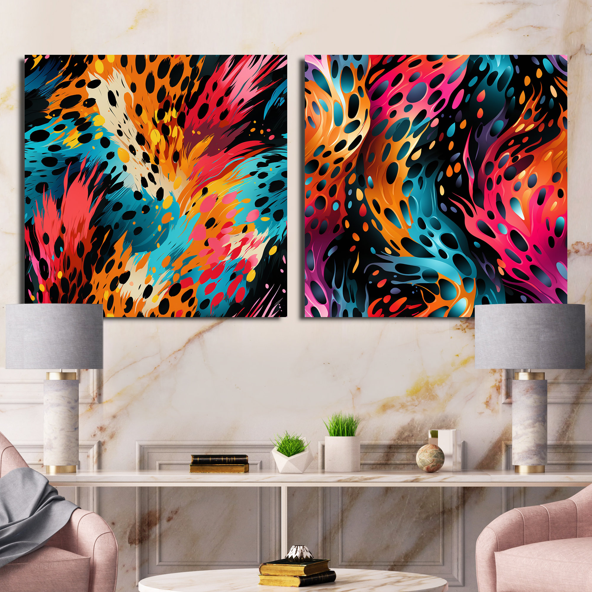 Design Art Colorful Neon Jungle Flash - Abstract Collages Square ...