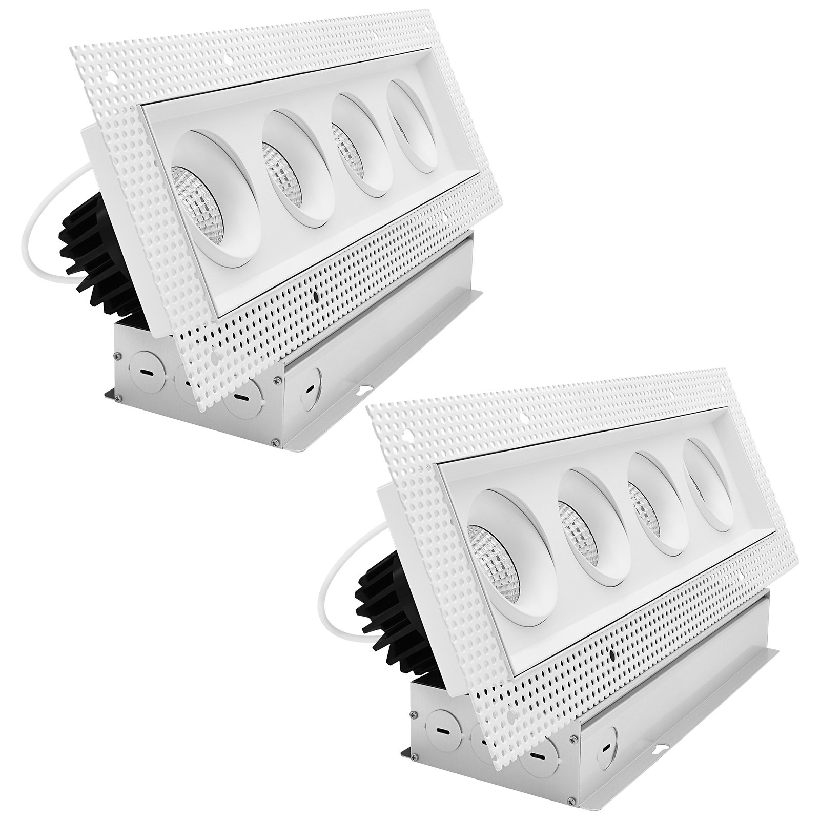 Luxrite 4-Head Rectangle Regressed Trimless Gimbal LED Recessed Light ...