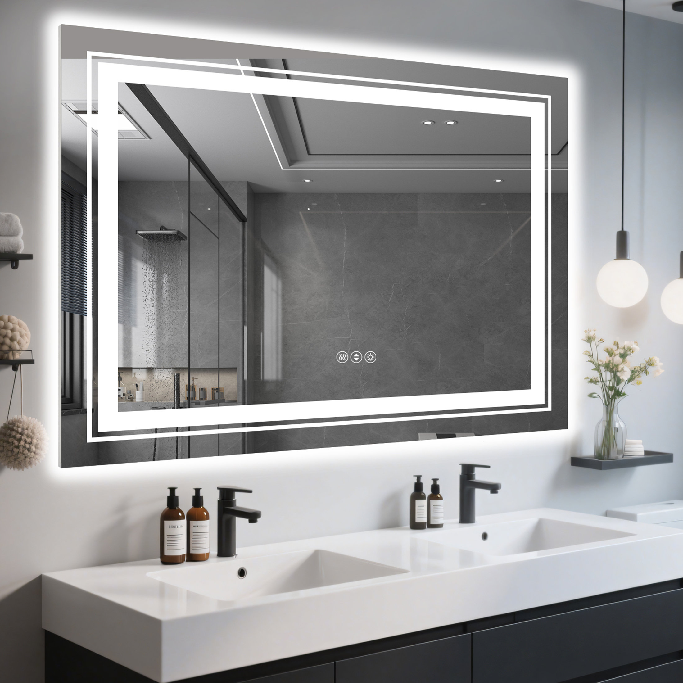 Ivy Bronx High-Definition Frameless LED Smart Bathroom Mirror ...