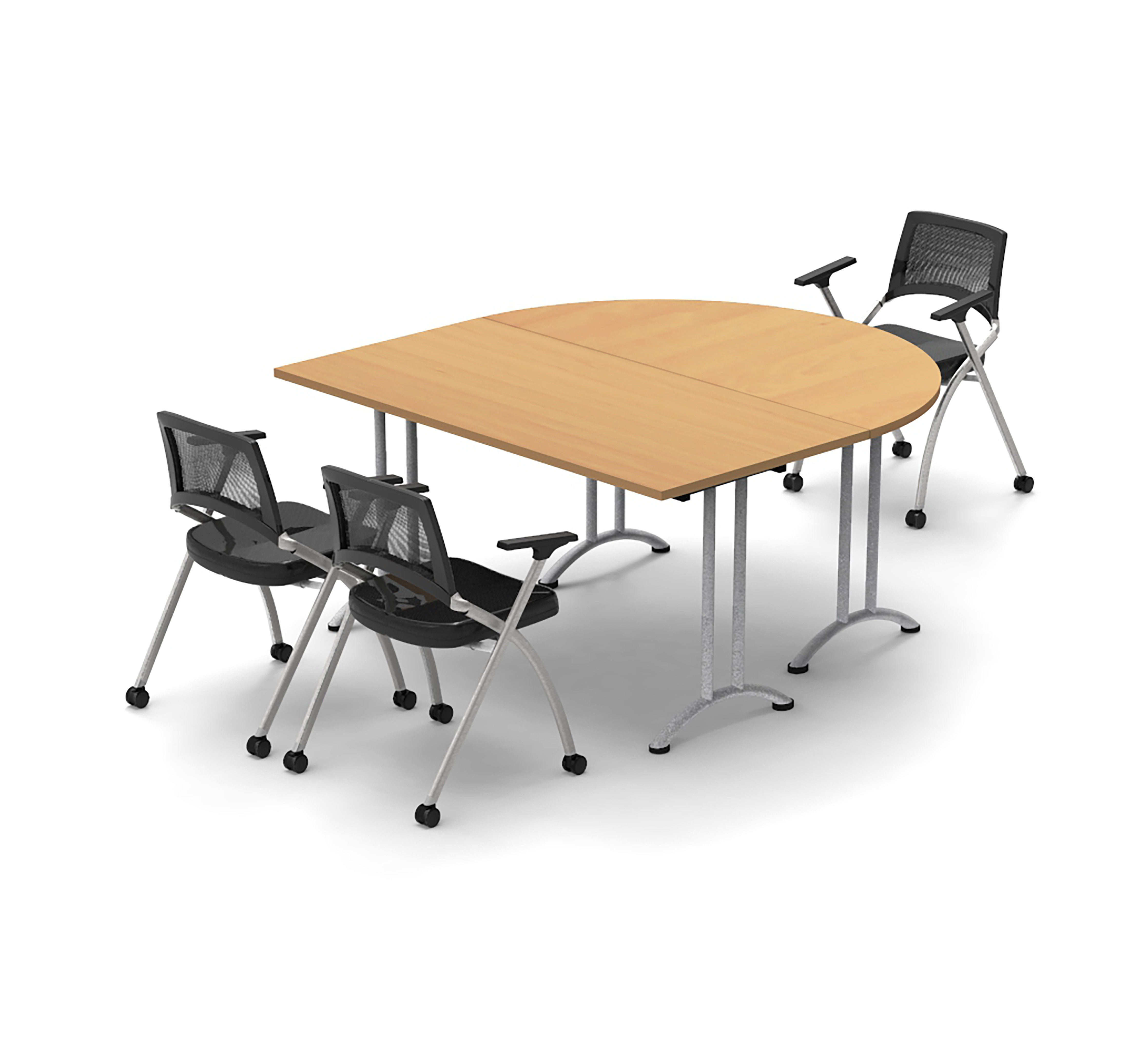 Inbox Zero Adella 3 Person Conference Meeting Tables with 3 Chairs ...