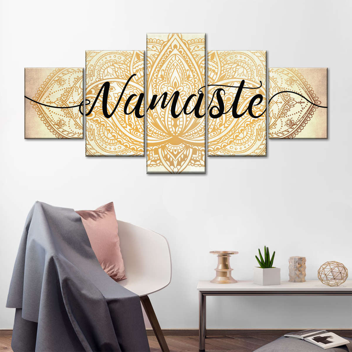 Bungalow Rose Zen Namaste - 5 Piece Wrapped Canvas Print | Wayfair