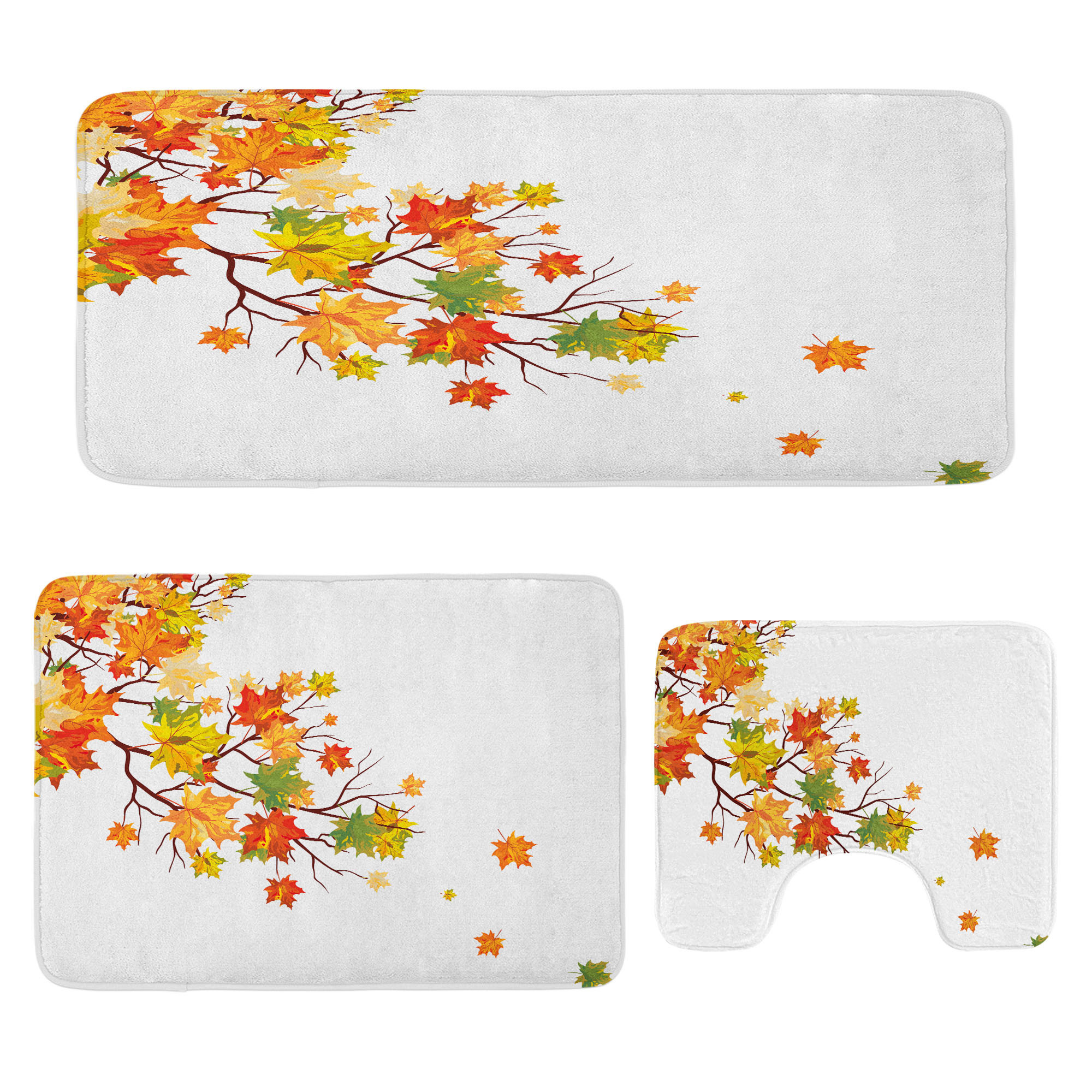 East Urban Home Fall Bathroom Rug Set 3 Pieces U-Shape & Rectangle Mats ...