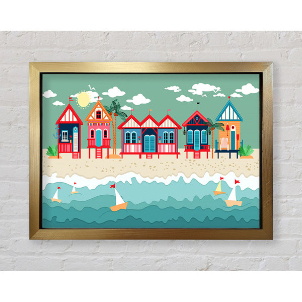 Bright Star Beach Huts And Sailboats - Single Picture Frame Art Prints ...