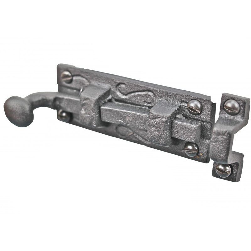 The Renovators Supply Inc. Black Wrought Iron Slide Bolt Rust Resistant ...