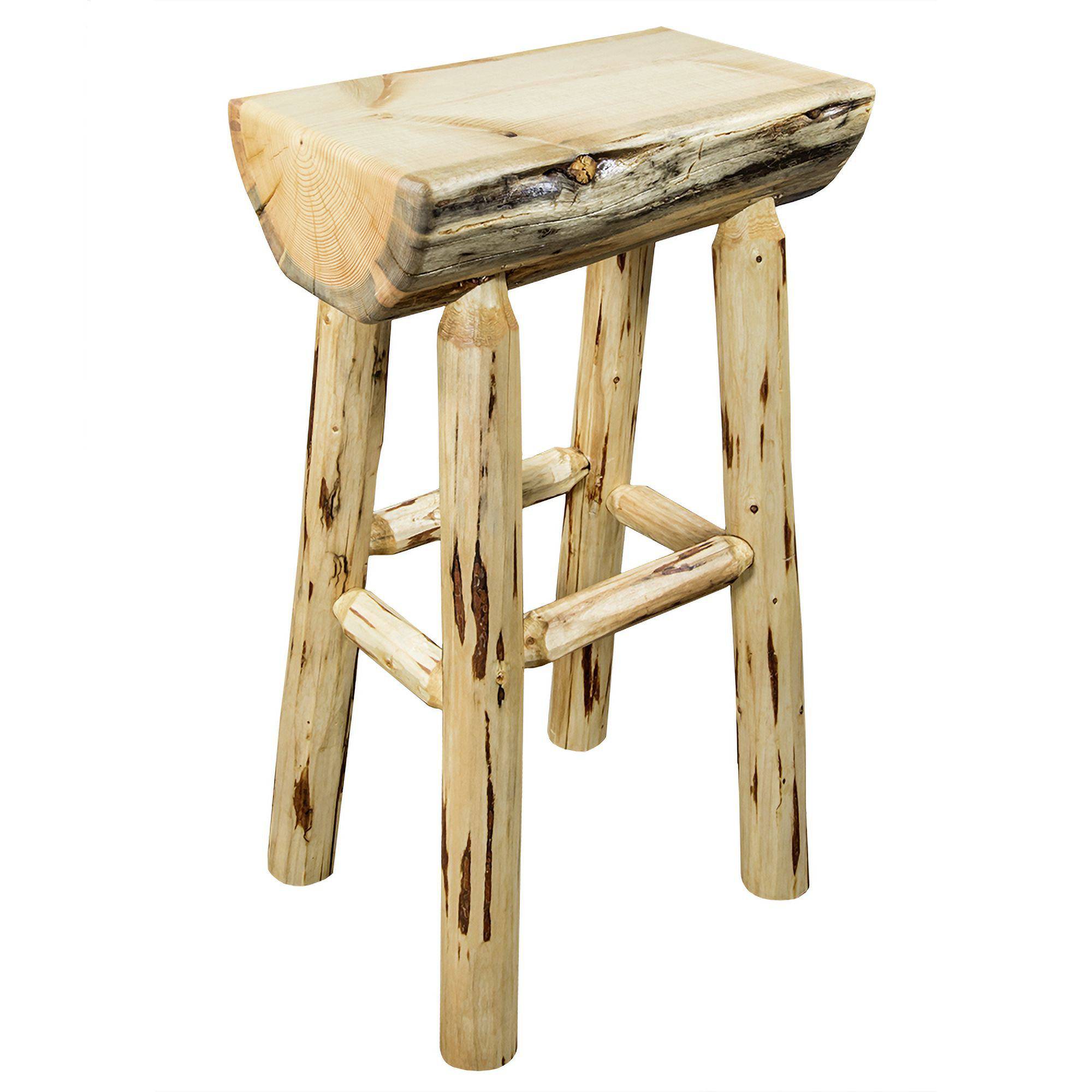 Union Rustic Glacier Country Collection Half Log Barstool | Wayfair