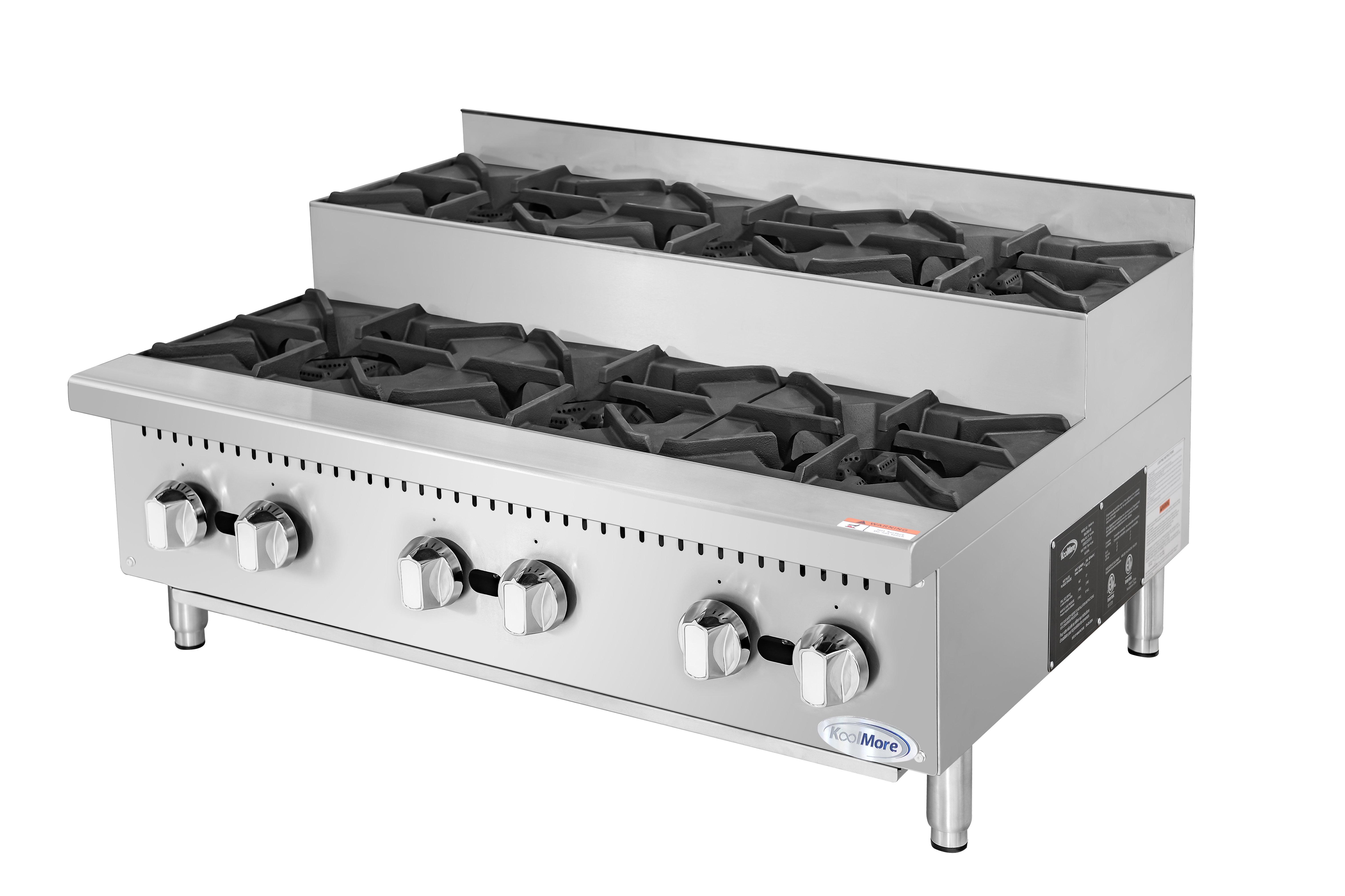 KoolMore 36 in. Commercial Six-Burner Step Up Gas Range, 156000 BTU in ...