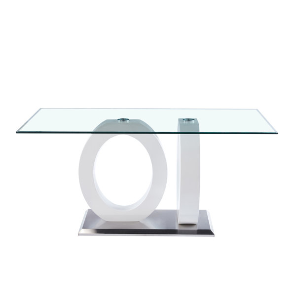Brayden Studio® Modern Design Tempered Glass Dining Table With MDF ...