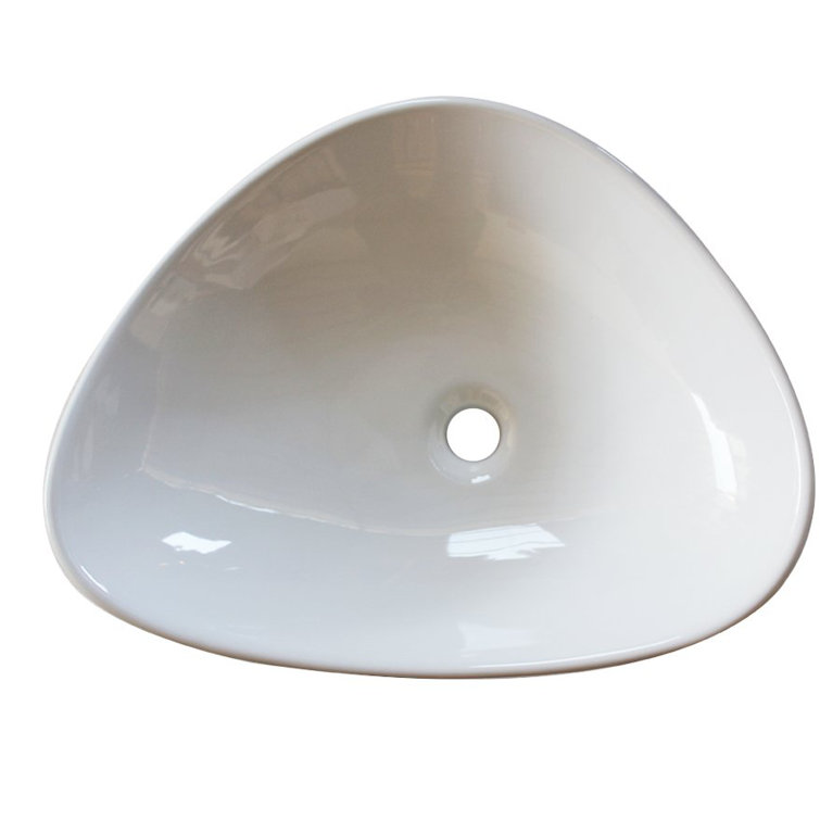 Arsumo 17.1'' White Ceramic Curvilinear Triangle Vessel Bathroom Sink ...