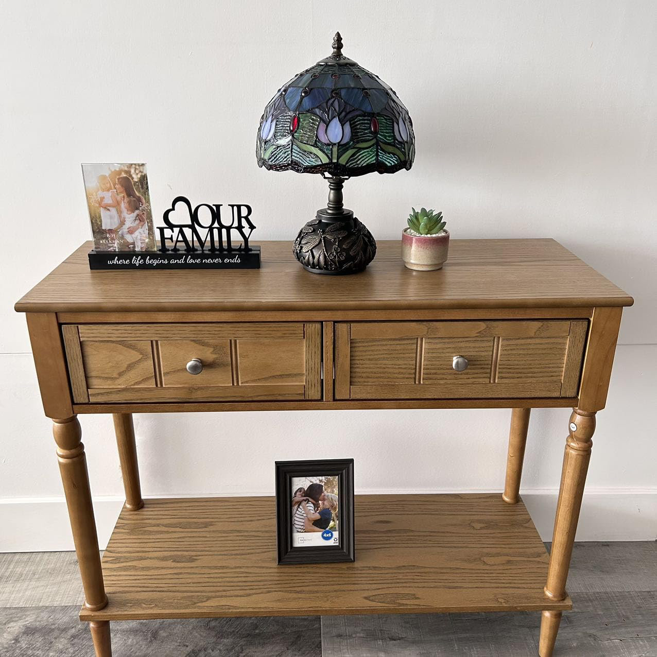 Astoria Grand Haydee Tiffany Table Lamp Blue Purple Stained Glass ...