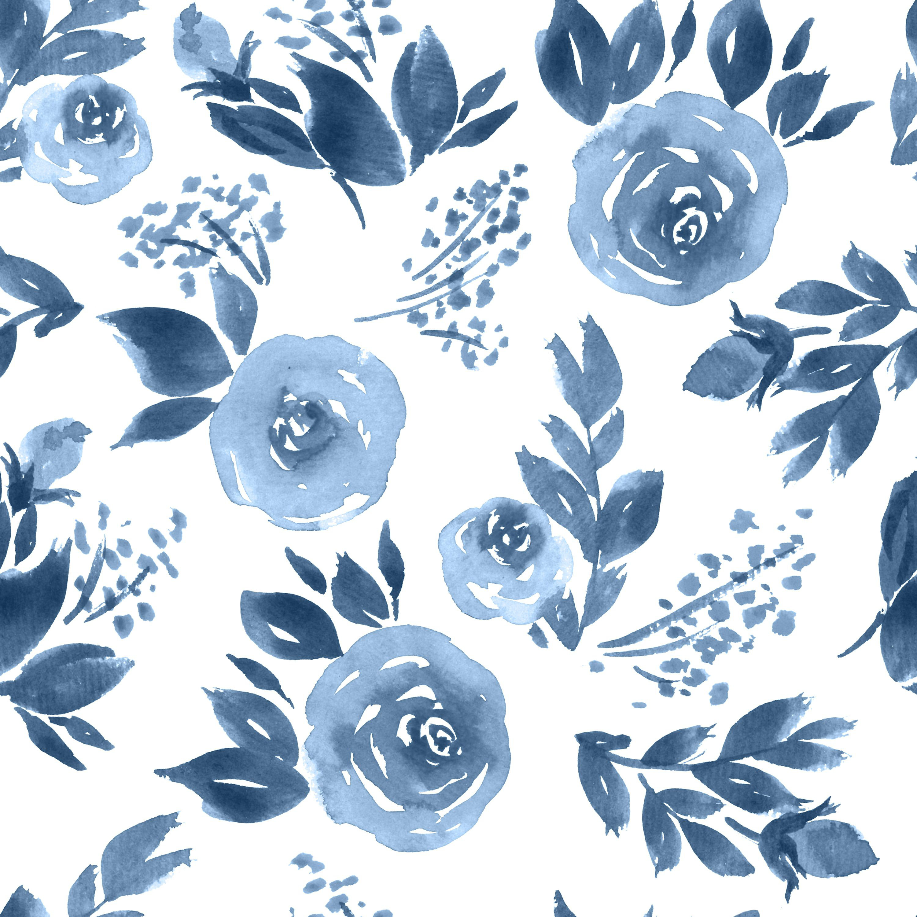 Winston Porter Ardara Indigo Watercolor Roses by Imr - Wrapped Canvas ...