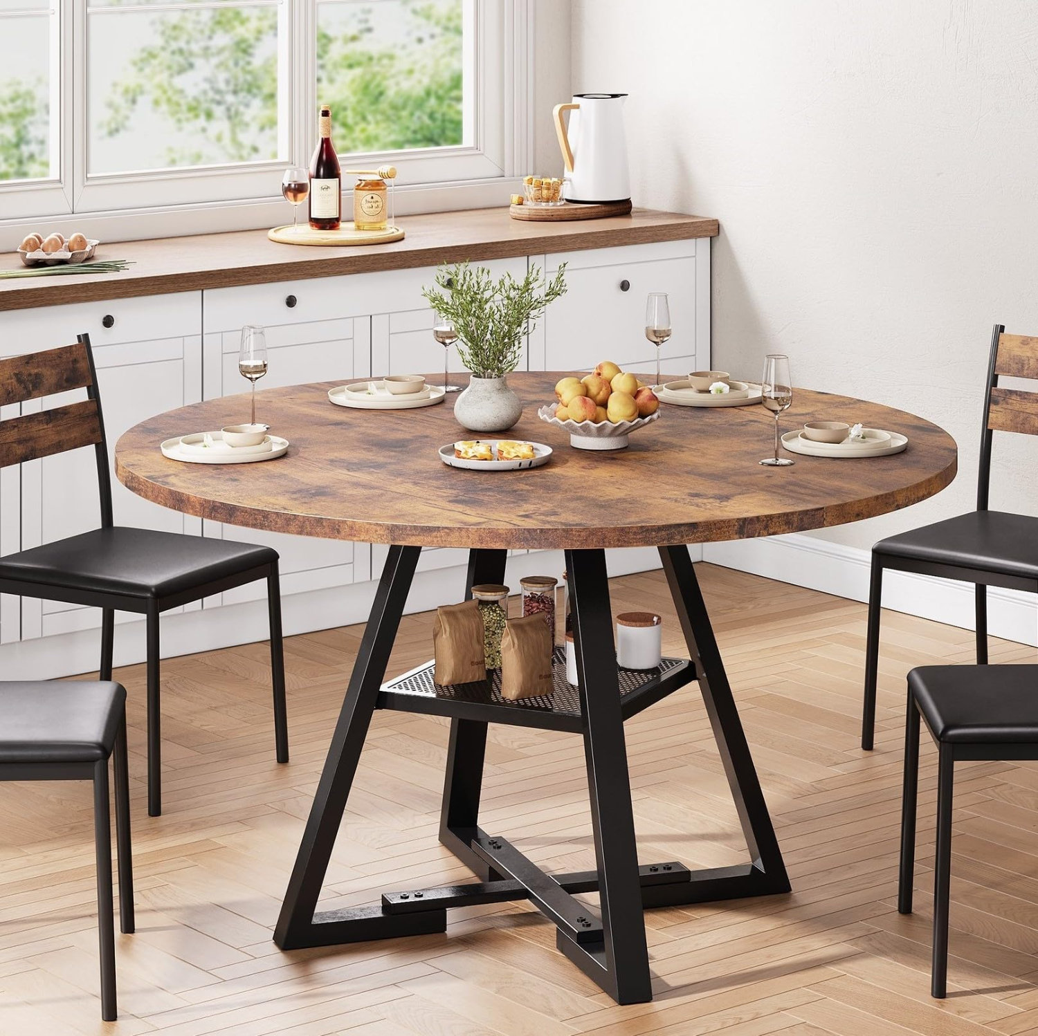 Orblue Round Dining Table For 4,Kitchen Dining Room Circle Dinner ...