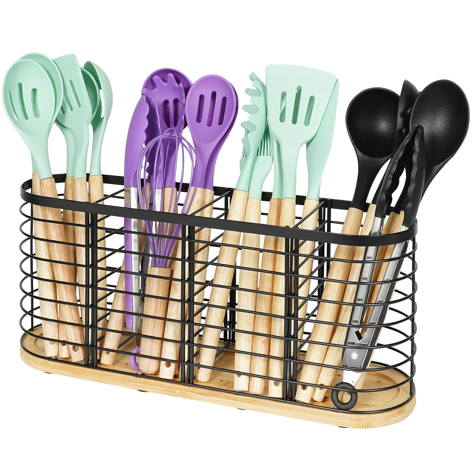 17 Stories Extra Large Kitchen Utensil Holder With 4 Compartments ...
