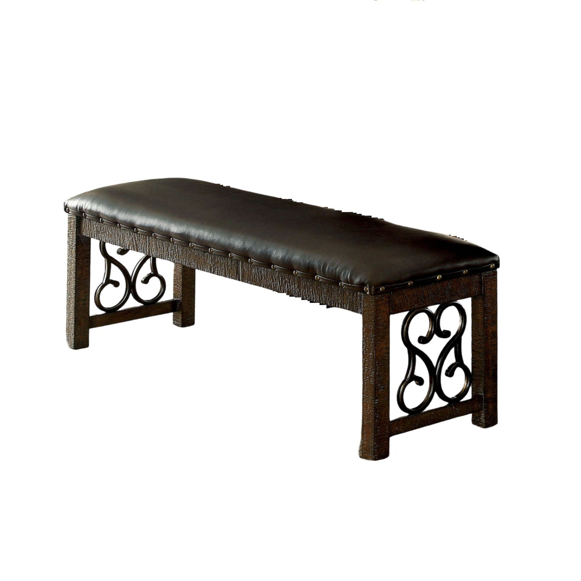 Wildon Home® Traditional Bench with Leatherette Seat and Walnut Finish ...
