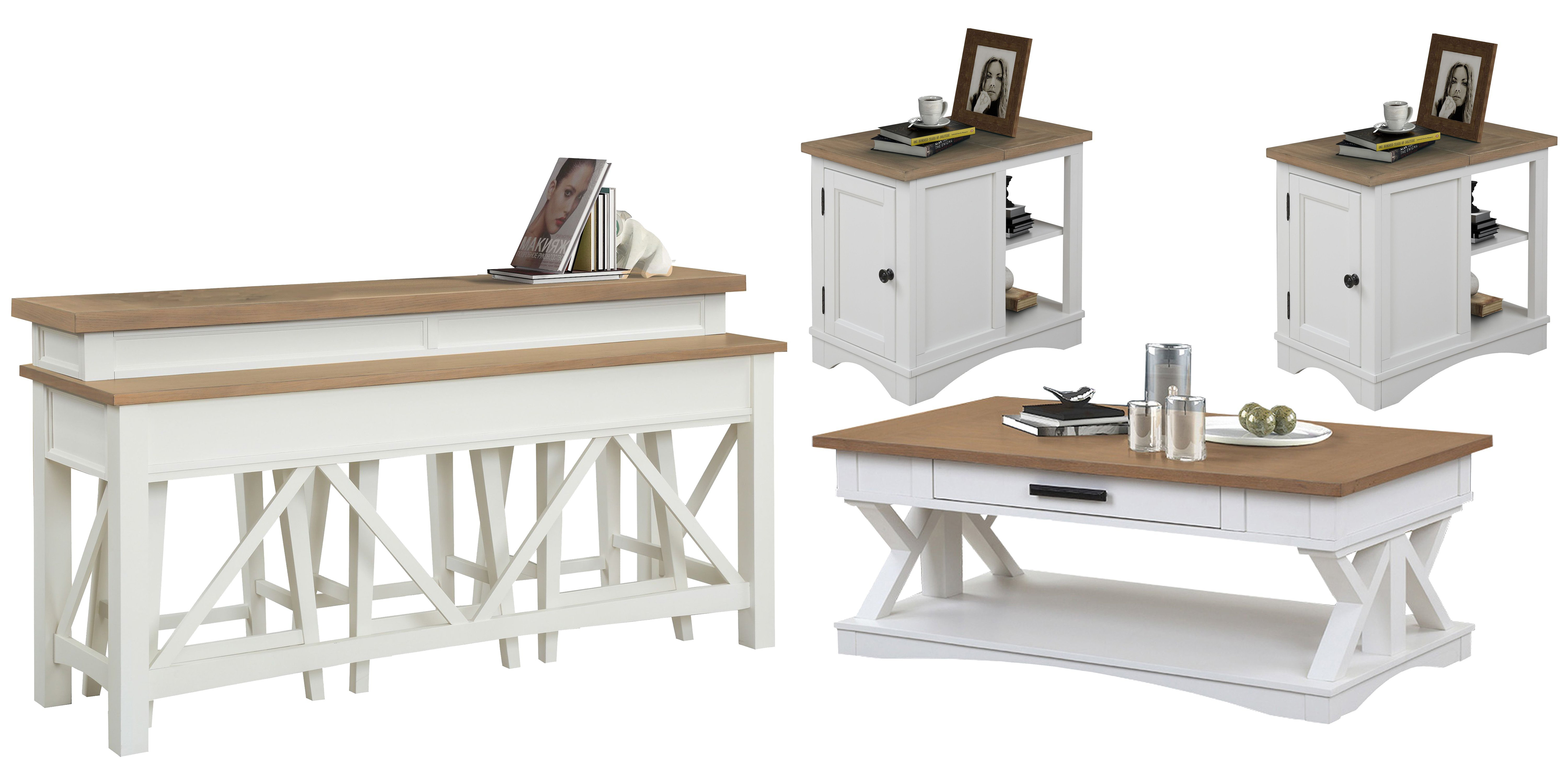 Rosalind Wheeler Cocktail Table With 2 Chairside Tables And Console ...