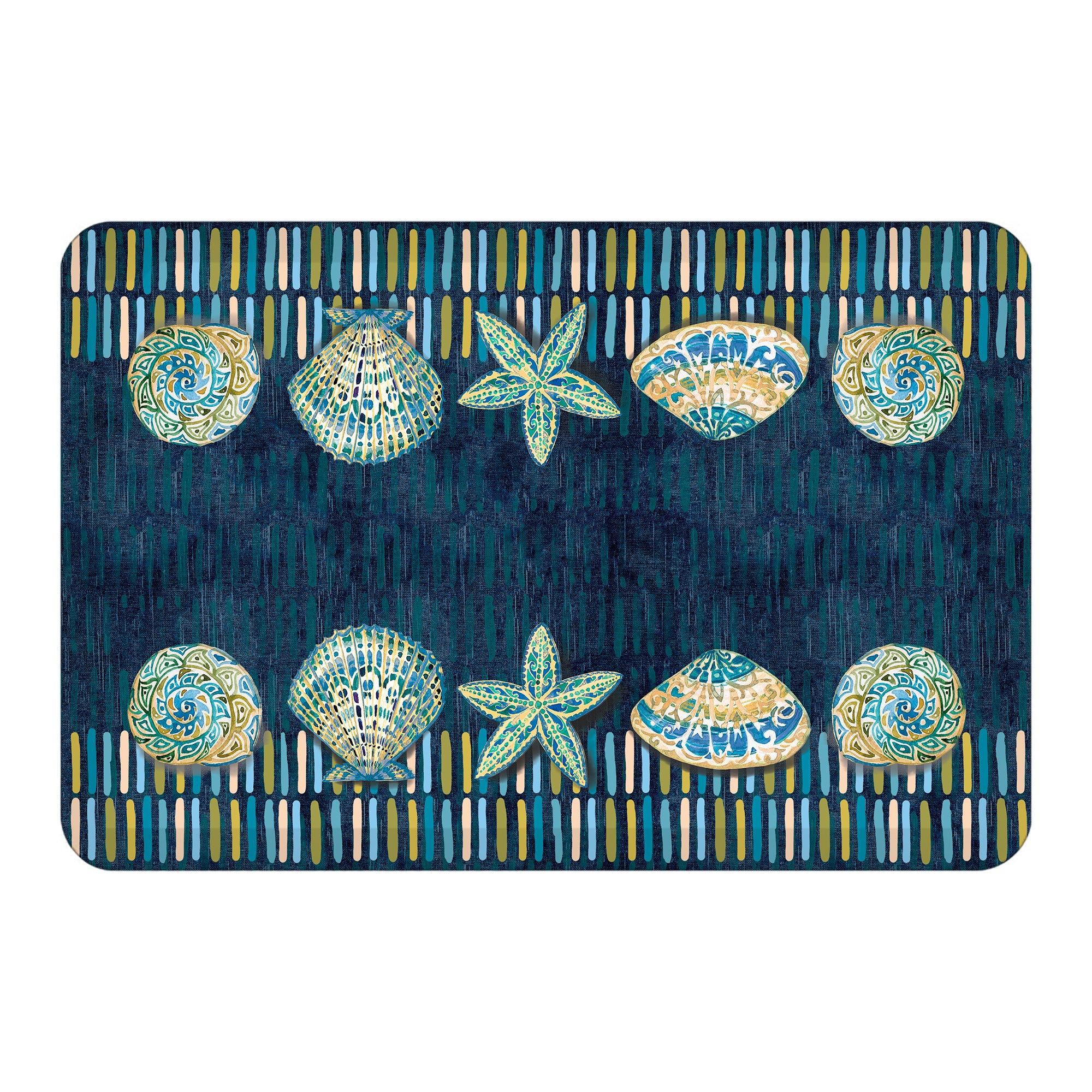 Laural Home Embellished Shells Anti-Fatigue Kitchen Mat By Laural Home ...