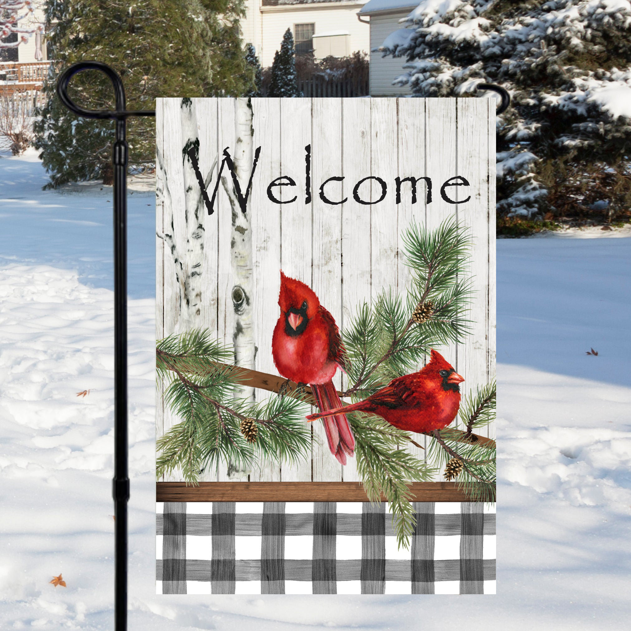 The Holiday Aisle® Jensie Welcome Red Cardinal Double Sided Polyester ...