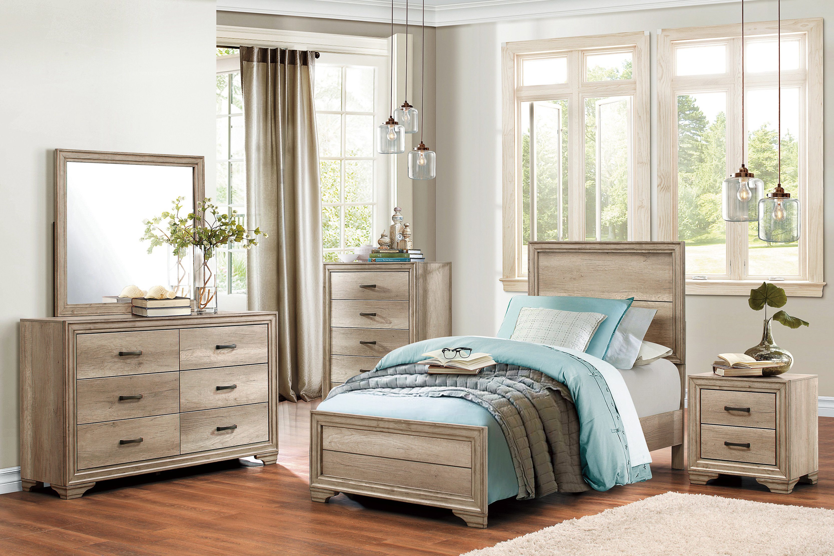 Lark Manor™ Contemporary Bed Premium Melamine Board Wooden Bedroom ...