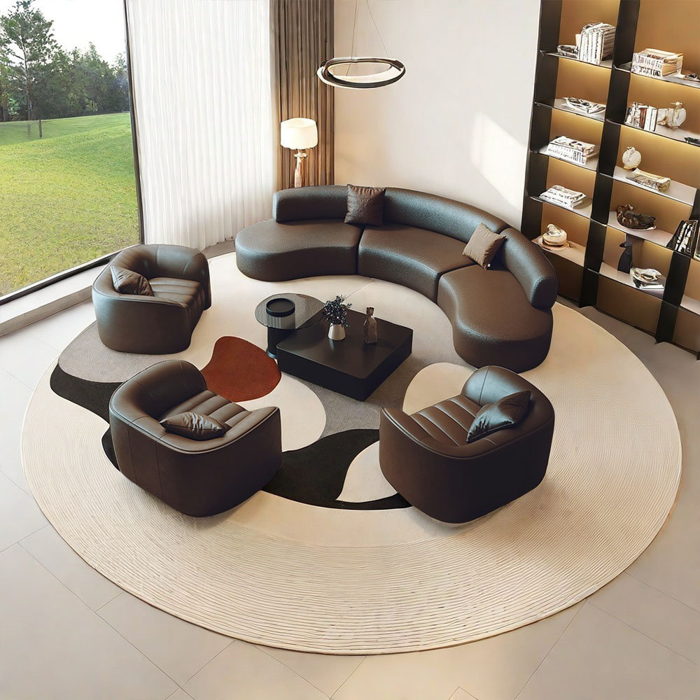 Walkoly Curved semi-circle brown corner sofa | Wayfair