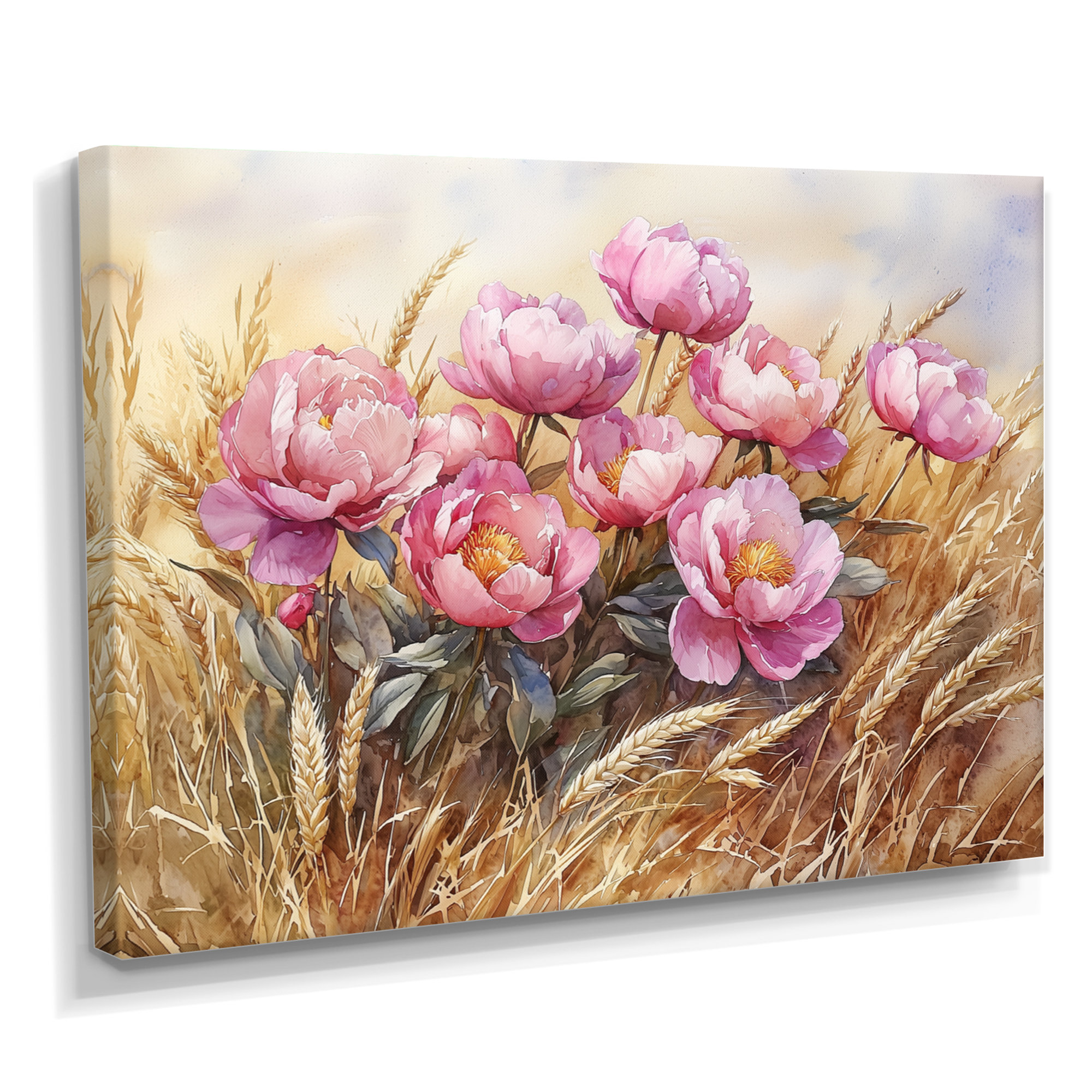 Lark Manor™ Ikisha Peonies In The Wheat Field II - Peonies Wall Art ...