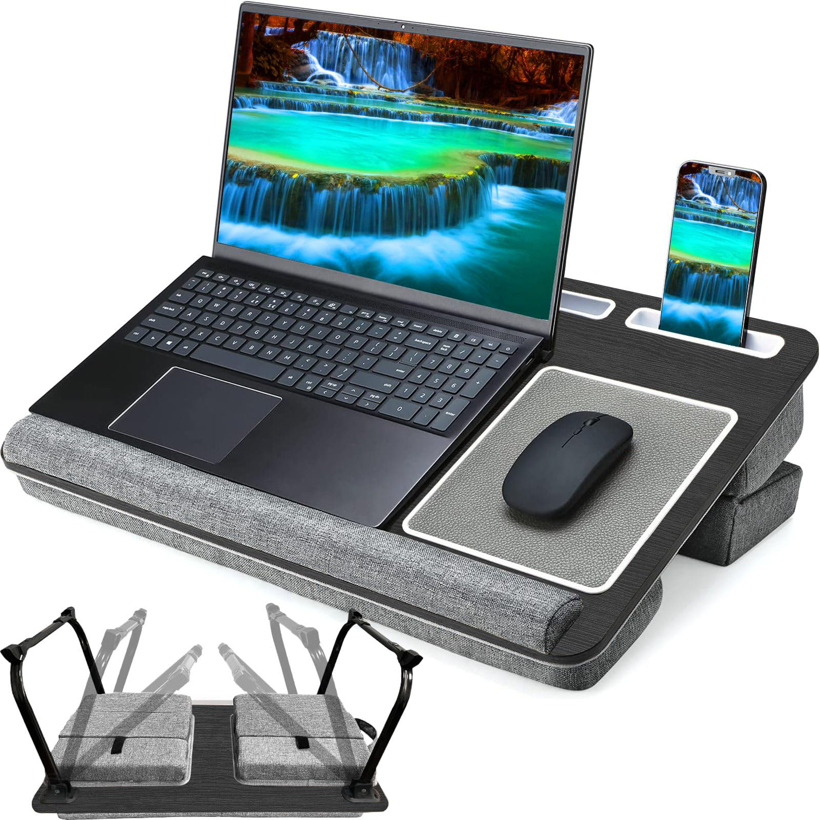 Inbox Zero 2-In-1 Ergonomic Adjustable Wooden Laptop Bed Desk ...