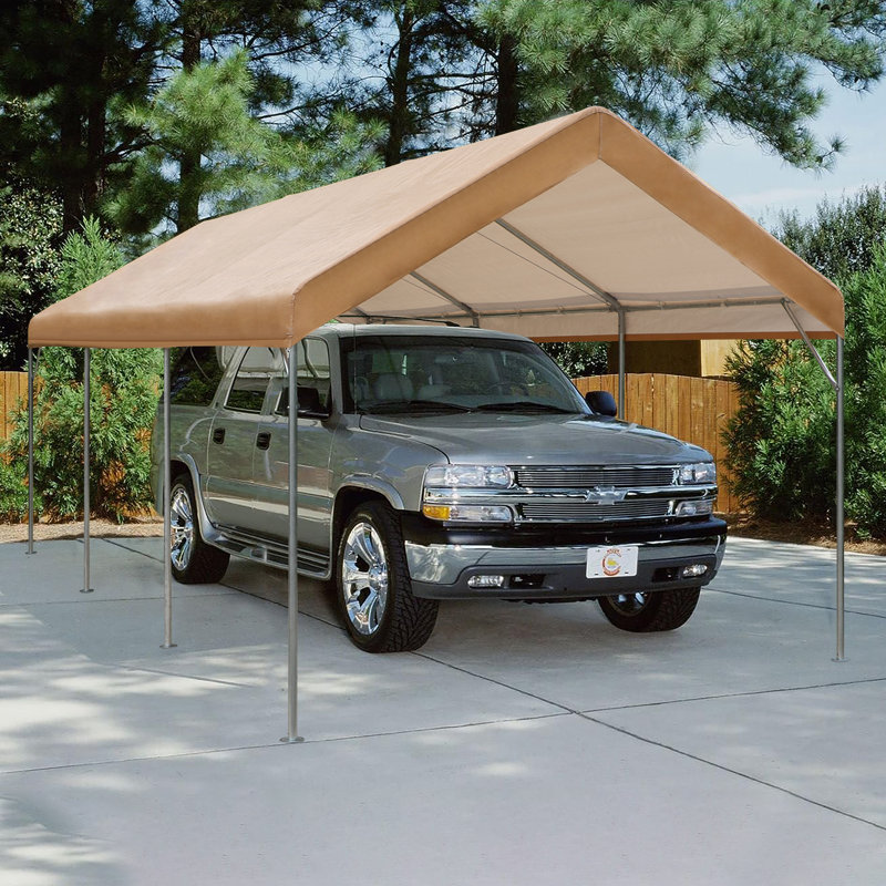 Freeport Park® Houtz 10 Ft. W x 20 Ft. D Heavy Duty Car Canopy Portable ...