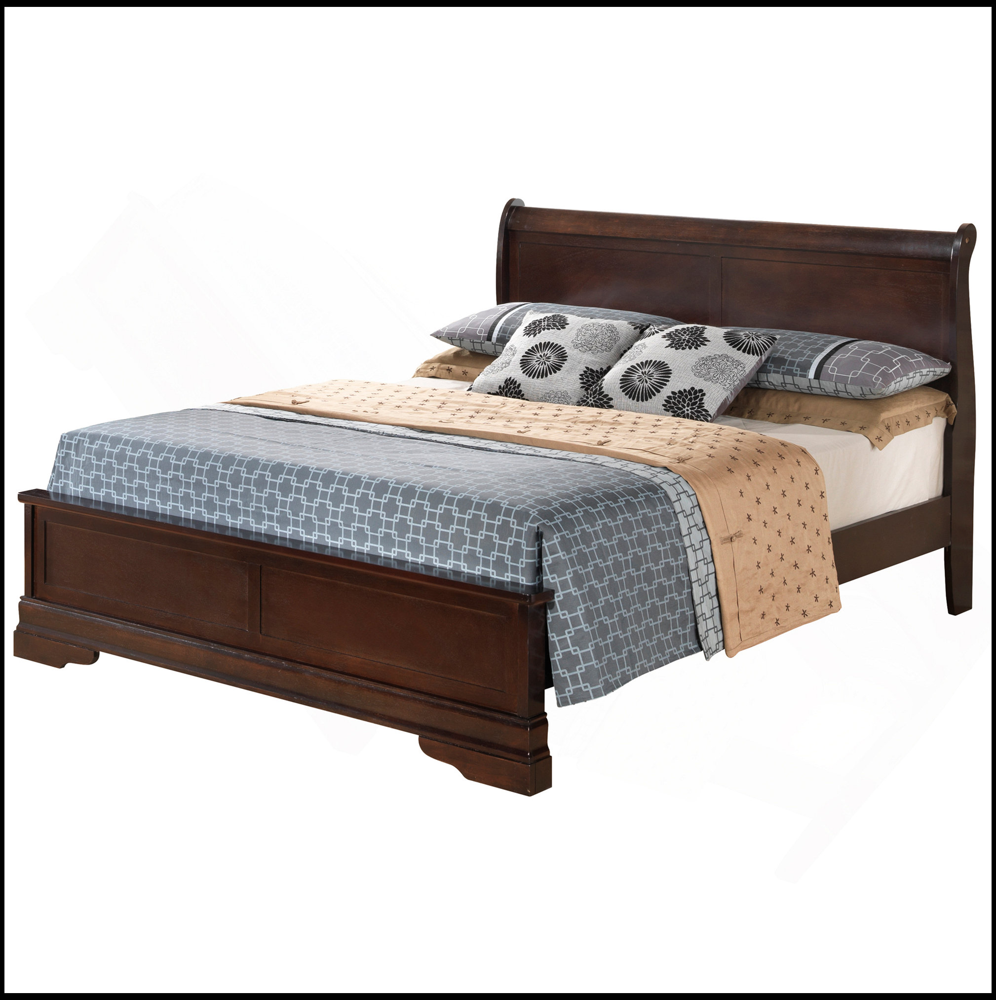 Darby Home Co Elegant Traditional Queen Bed In Cappuccino | Wayfair
