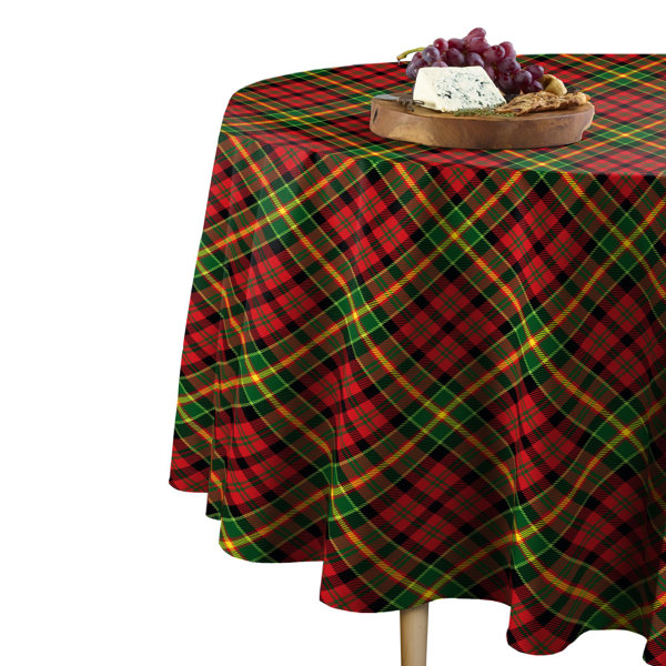 East Urban Home Stofferahn Christmas Plaid Round Tablecloth & Reviews ...