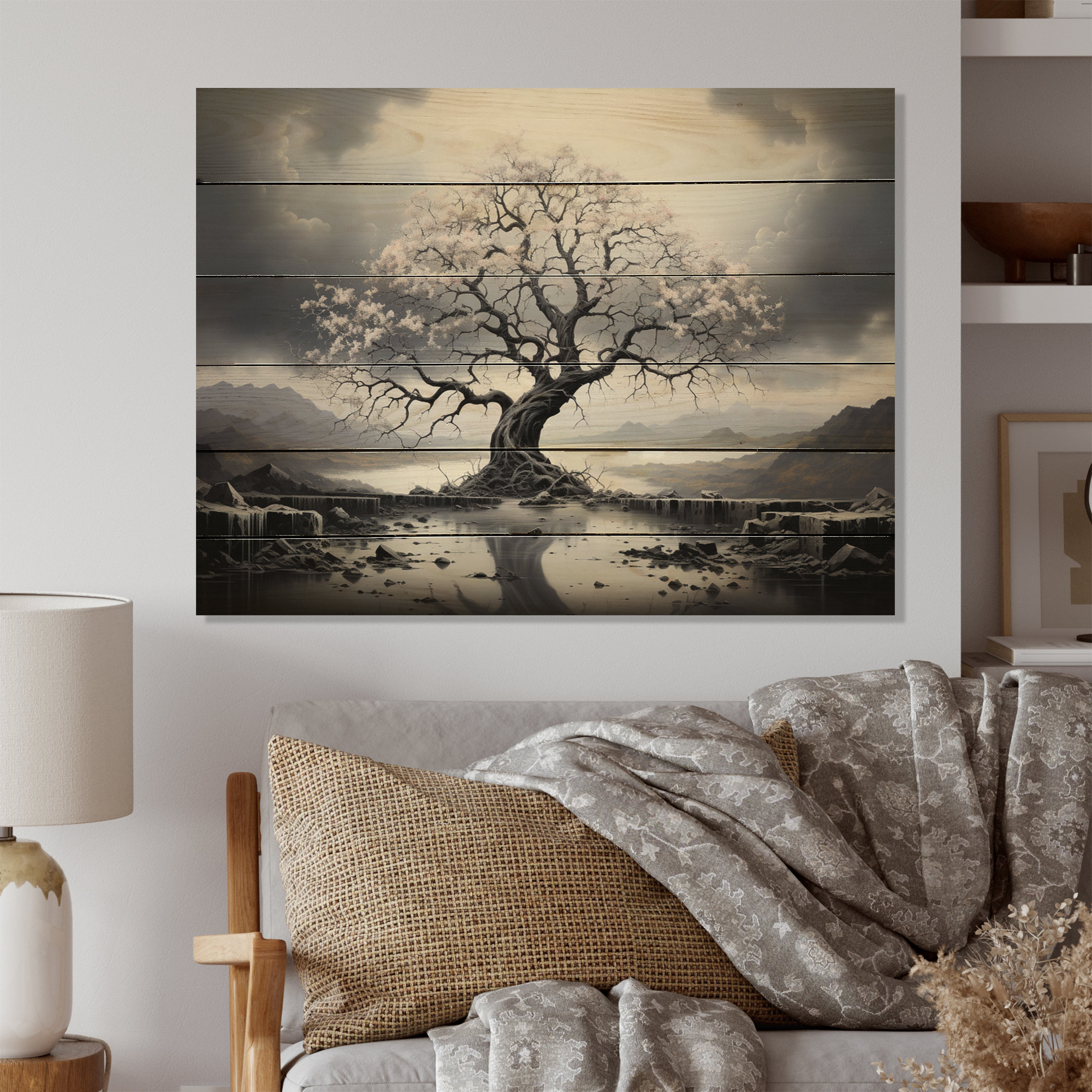 Red Barrel Studio® Karil White Gray White Tree Mystique Landscape On ...