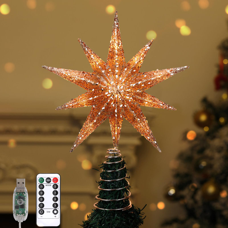 The Holiday Aisle® 13-Inch Rose Gold Christmas Tree Topper Star | Wayfair