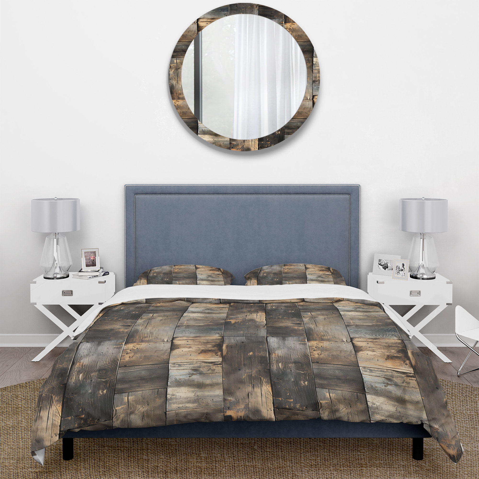 Design Art Rustic Barnwood Weathered Tones II Brown Microfiber Duvet Cover Set | Wayfair