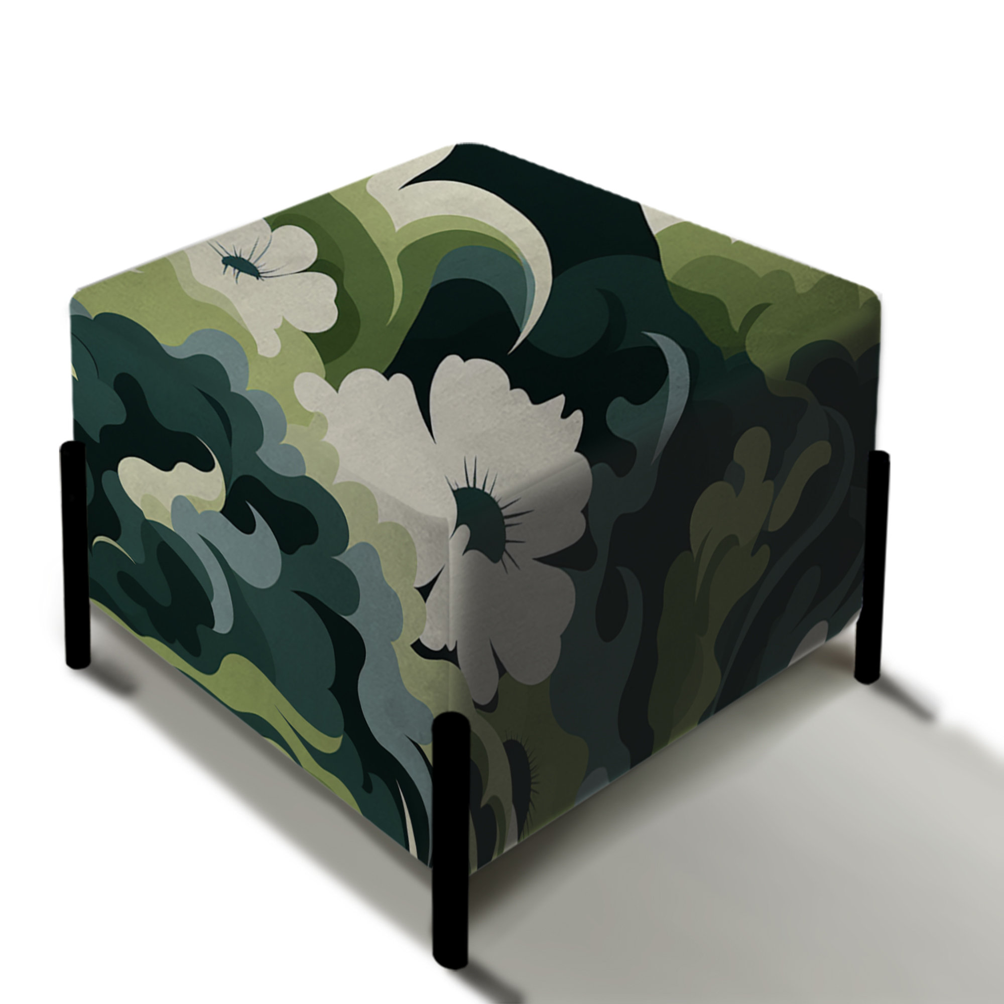 Design Art Zen Floral Retreat - Floral Square Ottoman | Wayfair