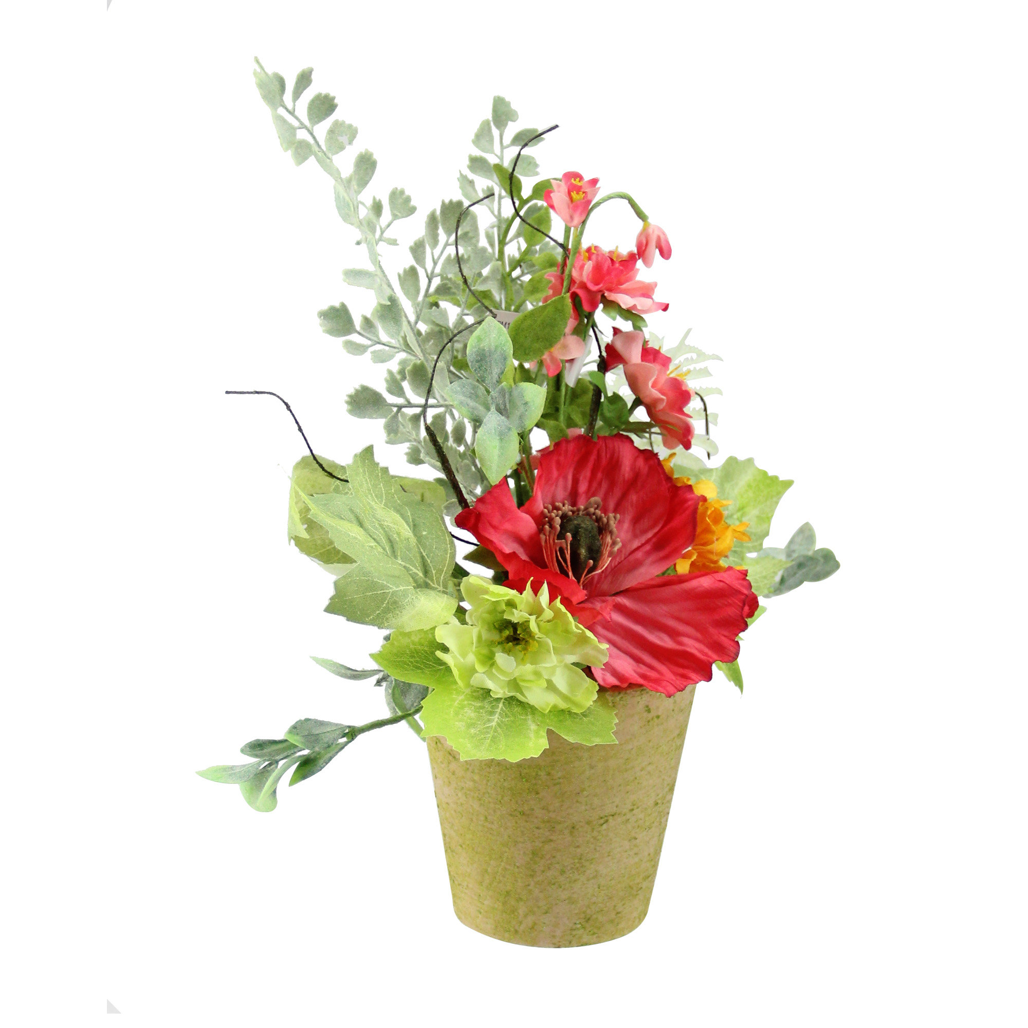 Northlight Seasonal 12" Red Poppy and Green Wildflower Artificial ...