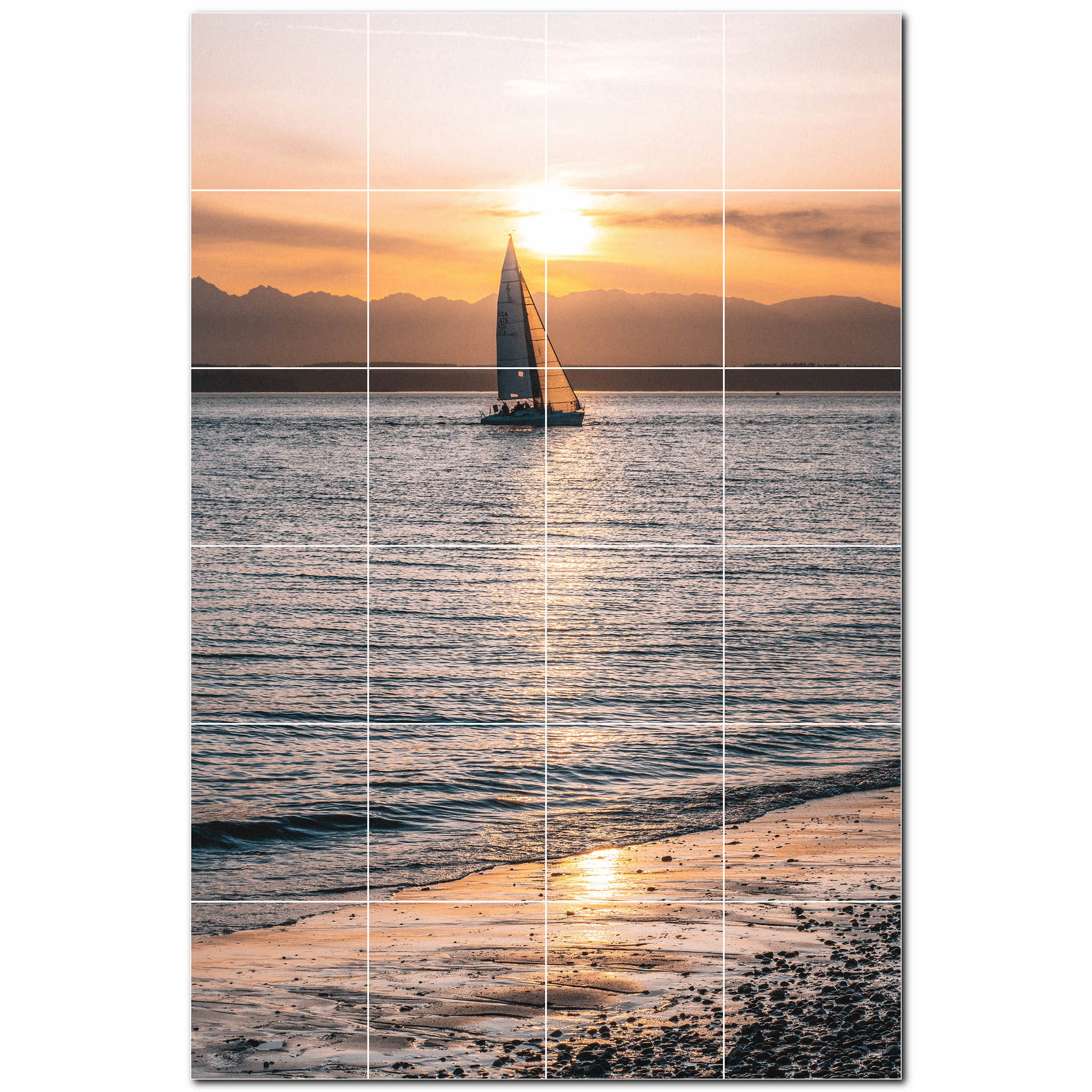 Picture-Tiles.com 32" x 48" Ceramic Boat Photo Decorative Mural Tile ...