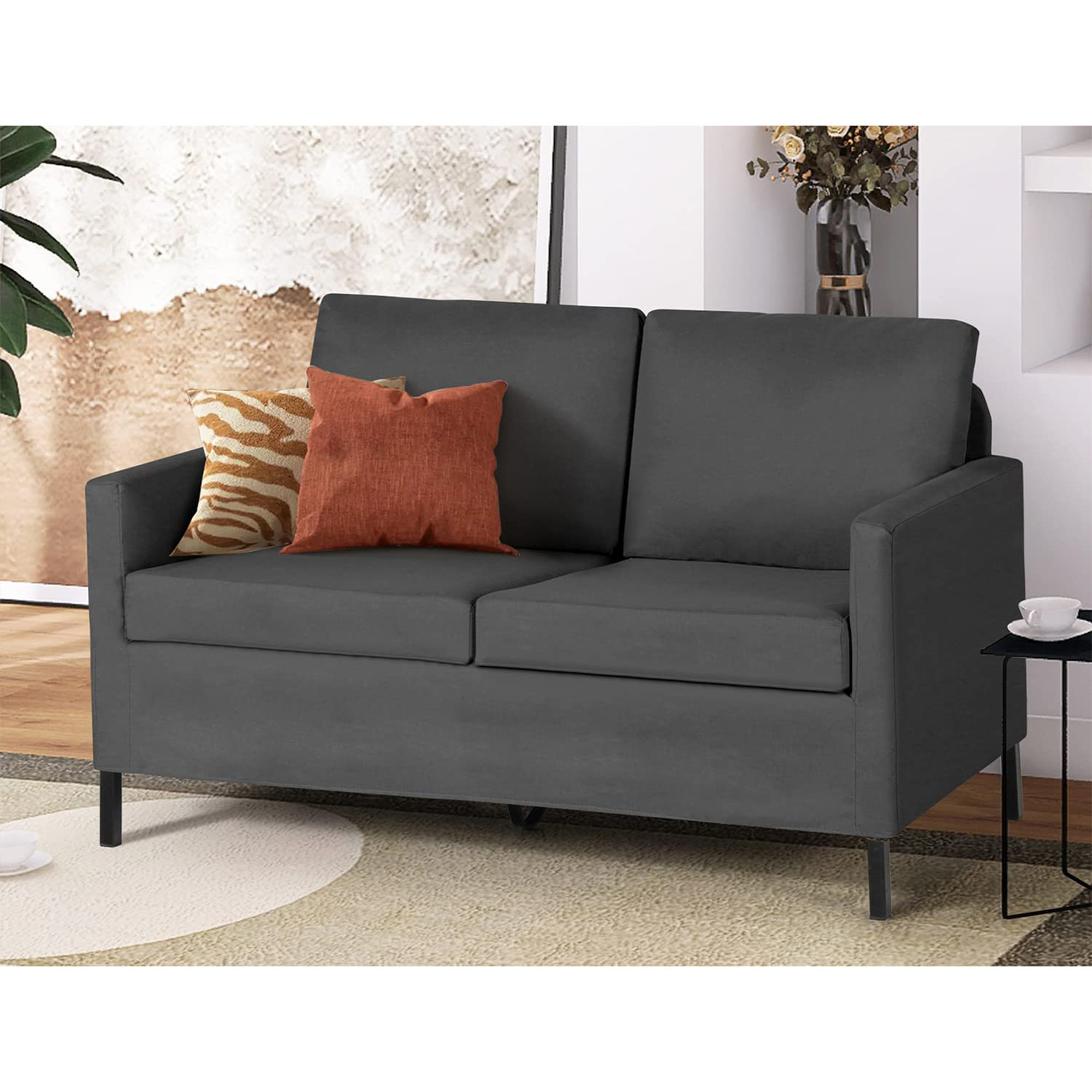 Hokku Designs 51" W Modern Loveseat Sofa Couch W/Iron Legs For Compact ...
