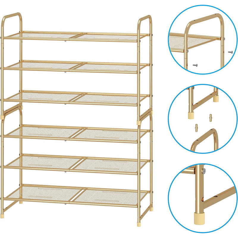 Mercer41 3-Tier Stackable Shoe Rack, Expandable & Adjustable Shoe Shelf ...