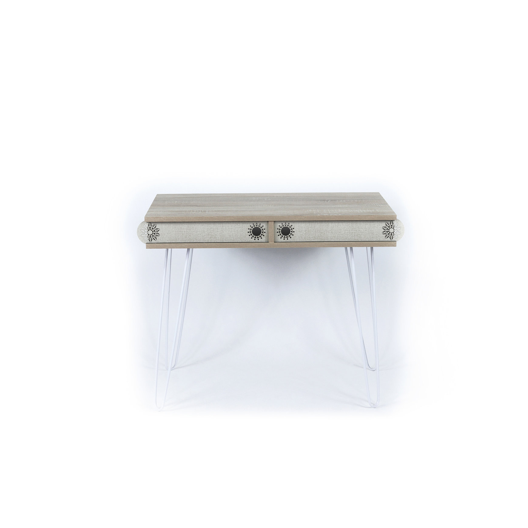 Ebern Designs Plain Oak 2 Tier Desk With Stable Metal Legs Modern Legs ...