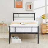Alwyn Home Caulkins Heavy Duty Adjustable Metal Bed Frame with Double ...